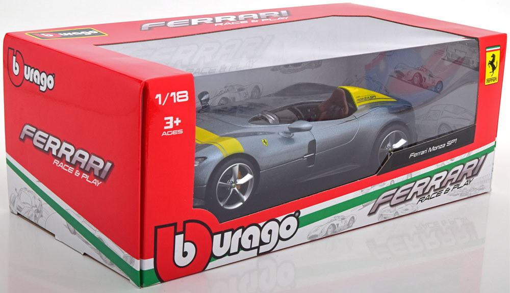1:18-Ferrari Monza SP1 Salon Paris-2019-svijetlo sivi-žuti-Bburago