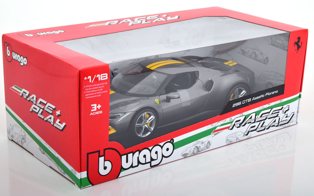 1:18-Ferrari 296 GTB Assetto Fiorano-2022-danas-sivi-žuti-Bburago ...